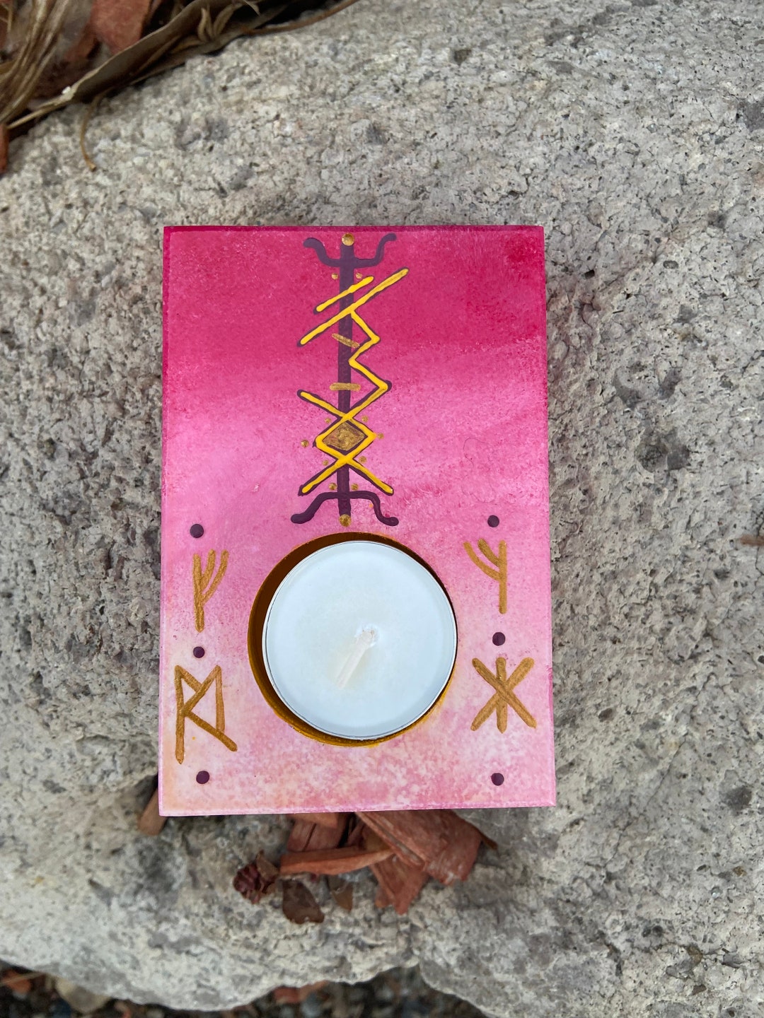 Freyja and Frigga Stave Mini Norse Altar Candle Holder CLOSING SALE 25% ...