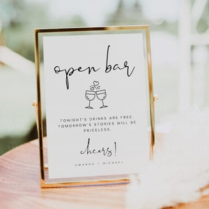Minimalist Open Bar Sign Open Bar Wedding Sign Open Bar on - Etsy