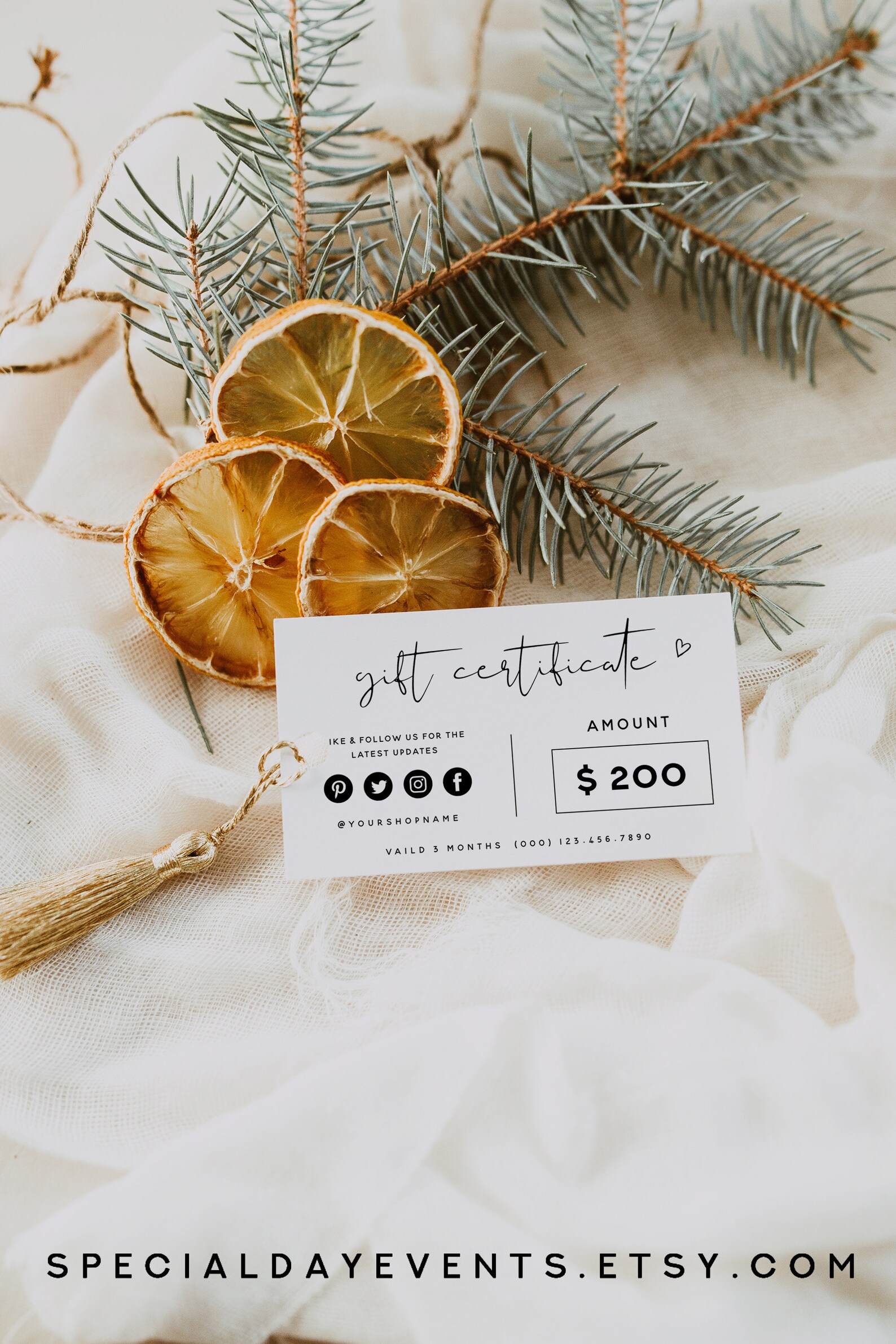 Minimalist Gift Certificate Template Gift Certificate - Etsy