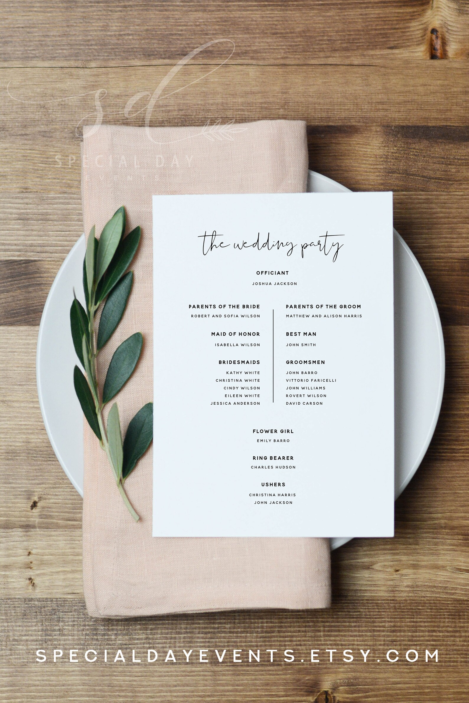 Minimalist Wedding Program Wedding Program Template Download - Etsy