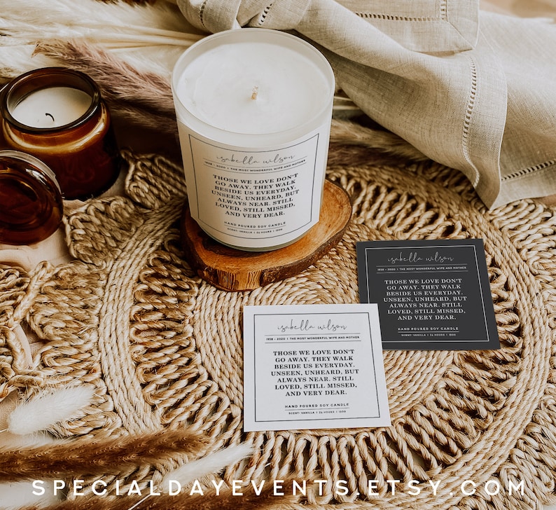 In Loving Memory Candle Label Memorial Candle Memorial Gift | Etsy