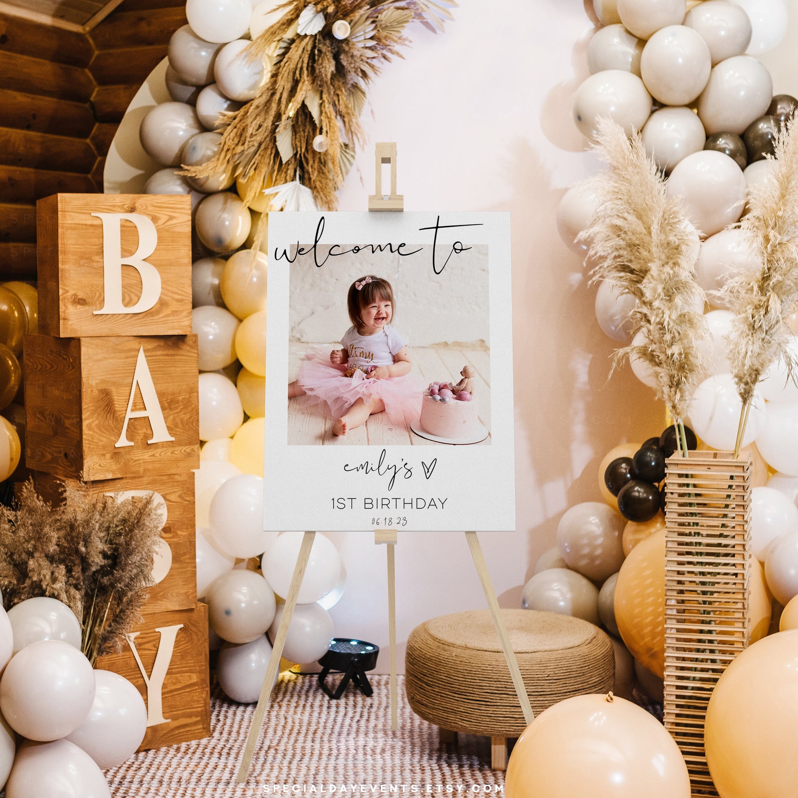 First Birthday Sign, Photo Birthday Sign, Birthday Sign Printable ...