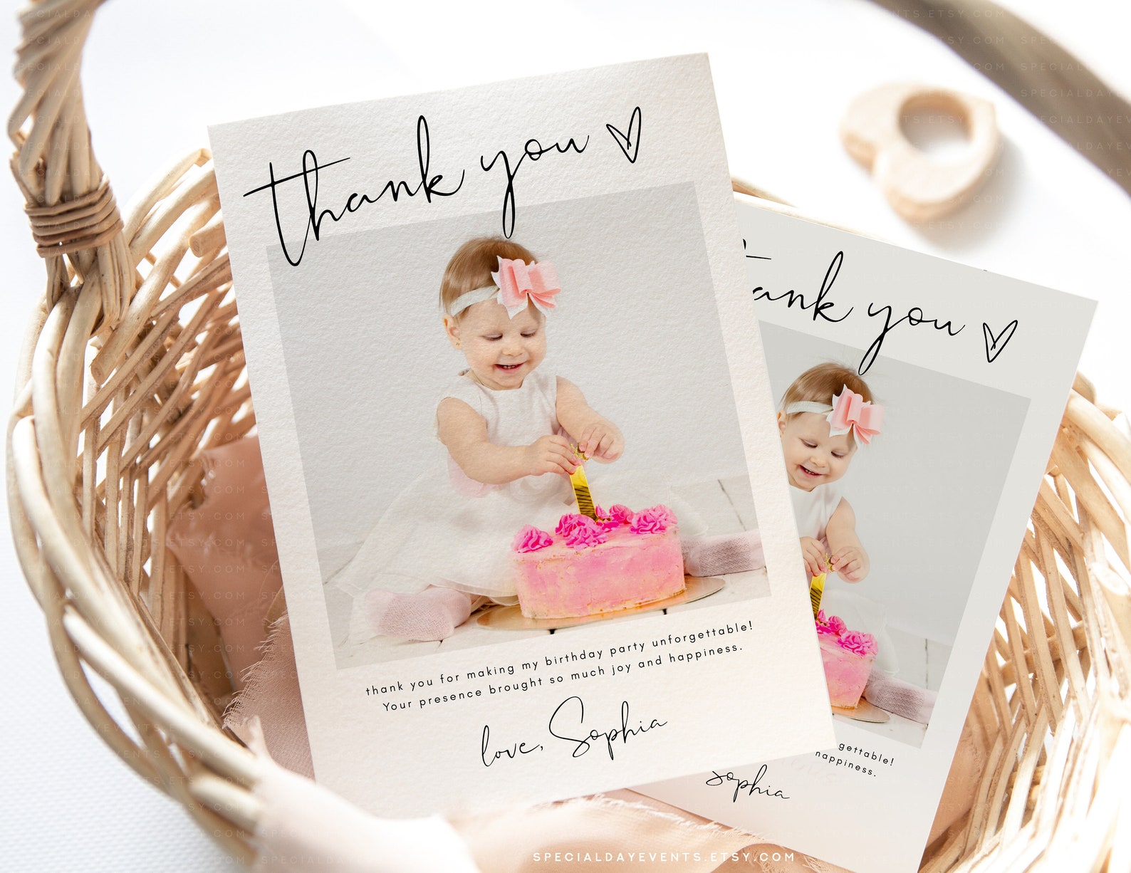 Photo Birthday Thank You Card Template (digital Download) - Etsy