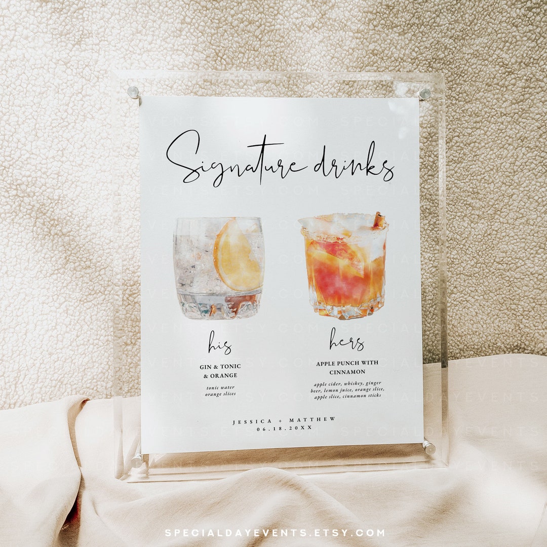 Signature Cocktail Sign Signature Drink Sign Cocktail Sign - Etsy
