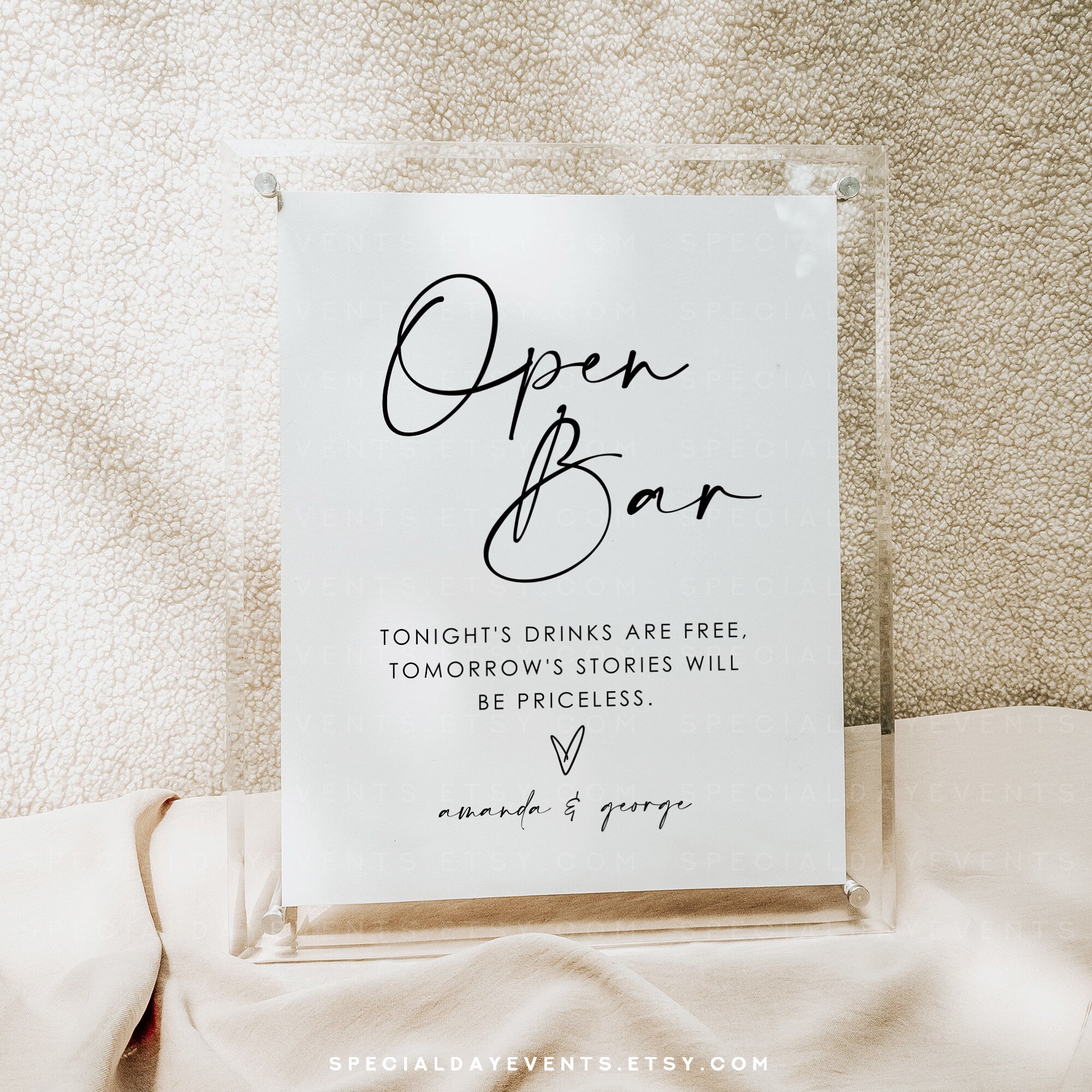 Open Bar Wedding Sign Template: Caroline Design (digital Download) - Etsy