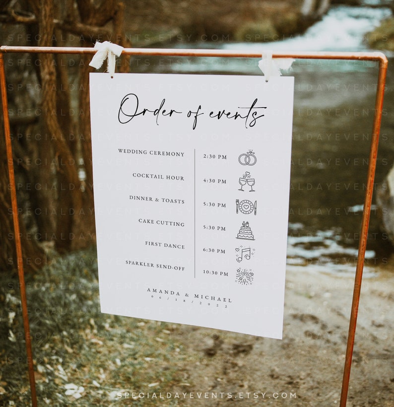 Minimalist Order of Events Sign Order of Events Wedding Sign - Etsy