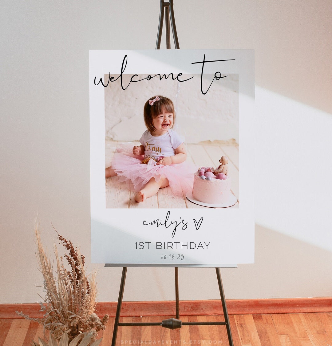 First Birthday Sign, Photo Birthday Sign, Birthday Sign Printable ...