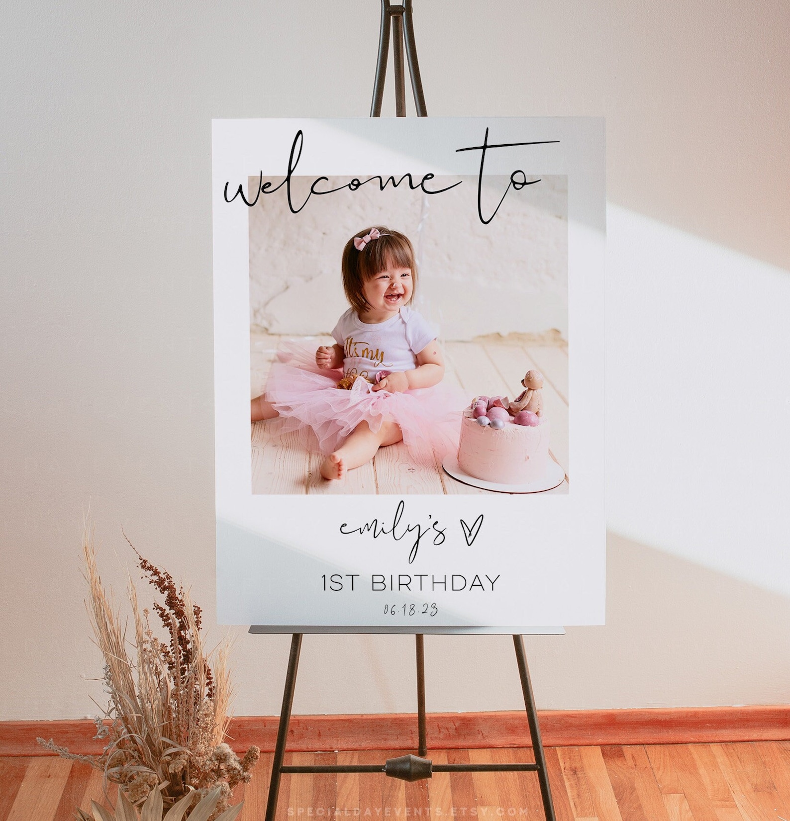 First Birthday Sign, Photo Birthday Sign, Birthday Sign Printable ...