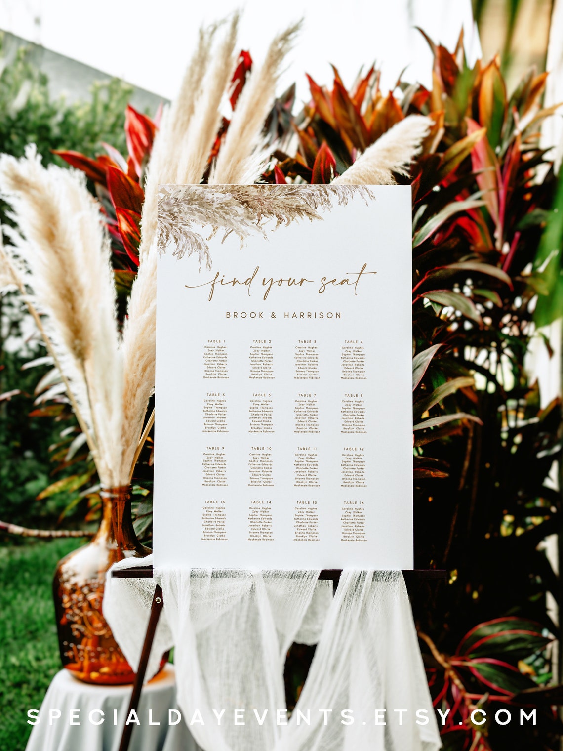 Boho Wedding Seating Chart Minimalist Seating Chart Template - Etsy