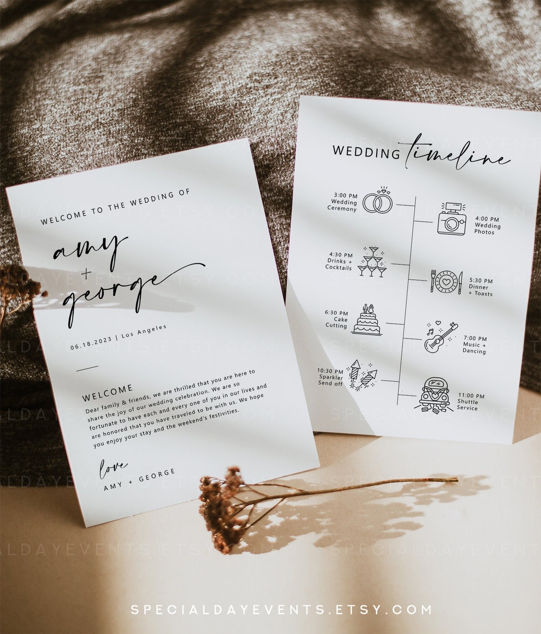 Minimalist Wedding Timeline, Wedding Timeline Sign, Wedding Timeline ...