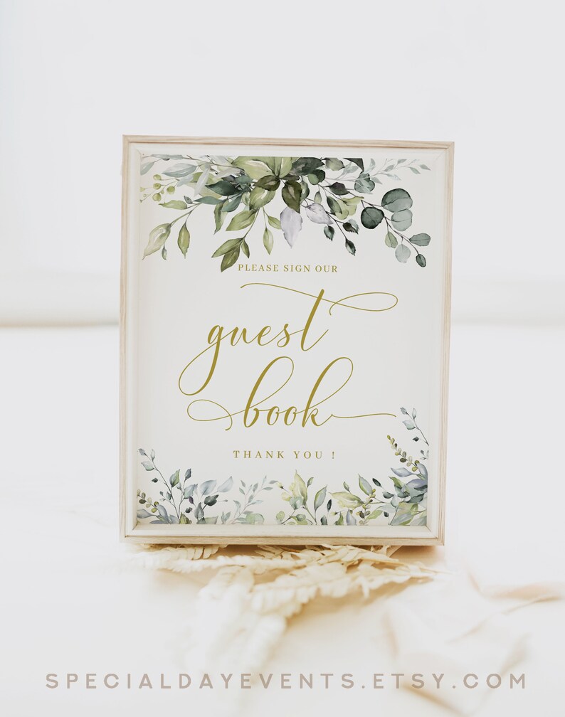 Please Sign Our Guest Book Guest Book Sign Greenery Guest - Etsy