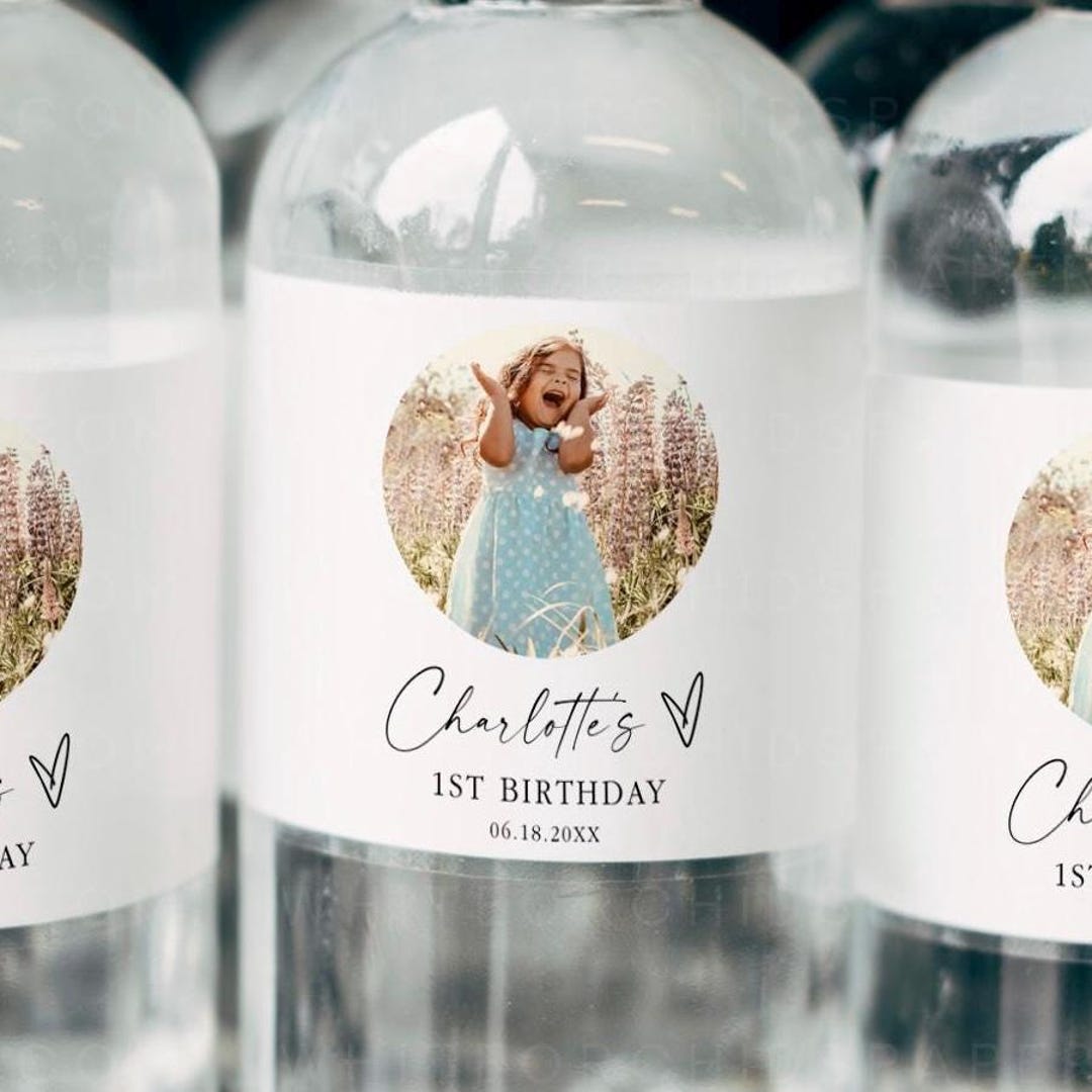 Birthday Water Bottle Label, Photo Water Bottle Label, Water Bottle ...