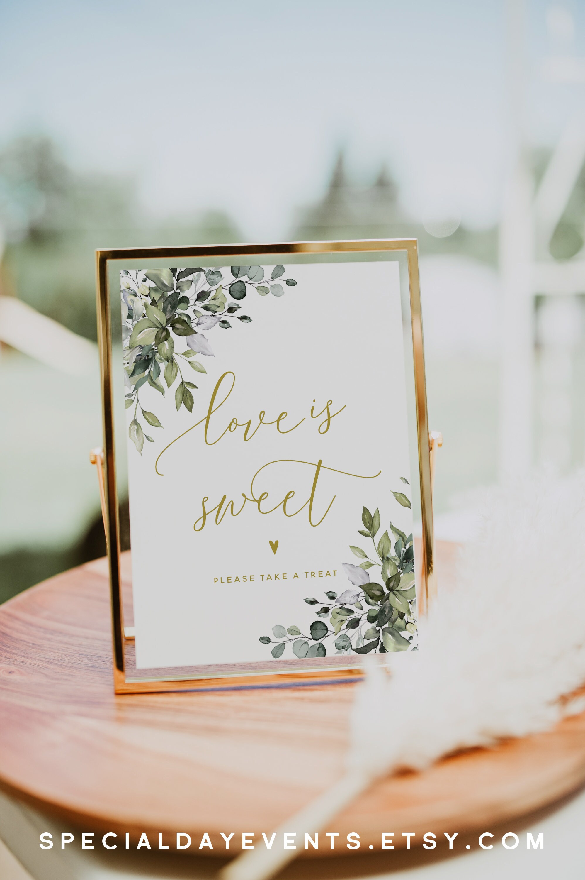 Greenery Love is Sweet Sign Love is Sweet Take A Treat Sign | Etsy