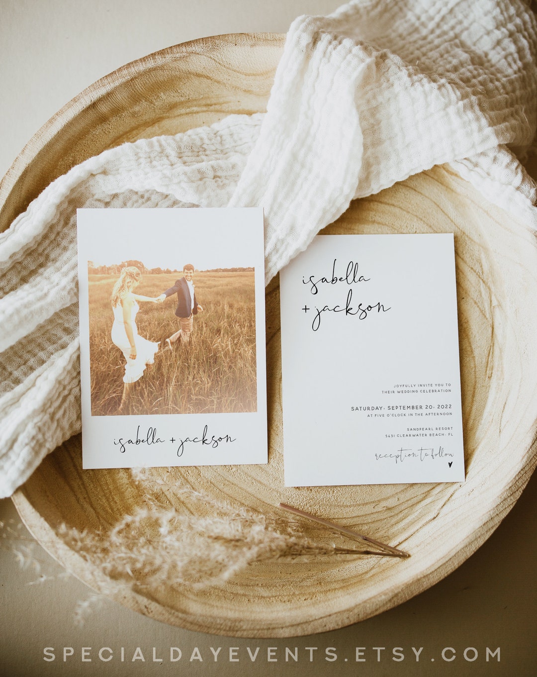 Minimalist Wedding Invitation Template, Wedding Invitation With Photo ...