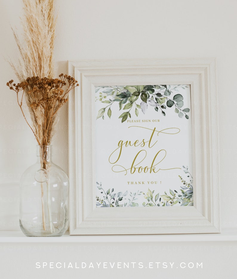 Please Sign Our Guest Book Guest Book Sign Greenery Guest - Etsy