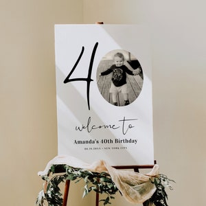 40th Photo Birthday Sign, Birthday Party Sign, Birthday Sign Template ...
