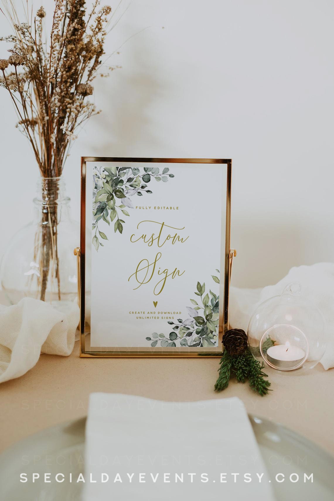 Greenery Custom Sign Template Wedding Signage Template - Etsy