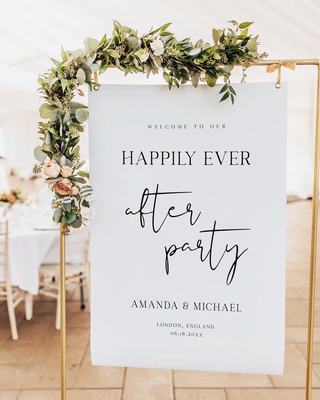 Minimalist Happily Ever After Party Sign, Wedding Welcome Sign ...