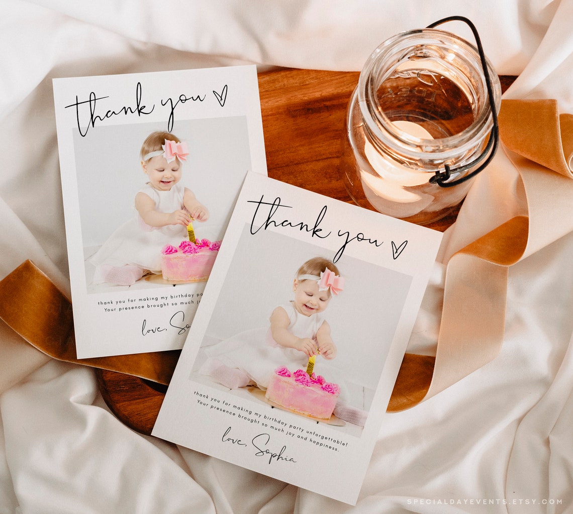 Photo Birthday Thank You Card Template (digital Download) - Etsy