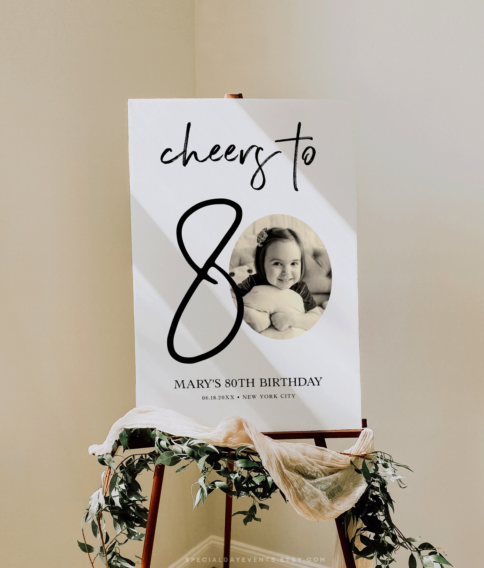 Cheers to 80 Birthday Sign, Birthday Party Sign, Birthday Sign Template ...