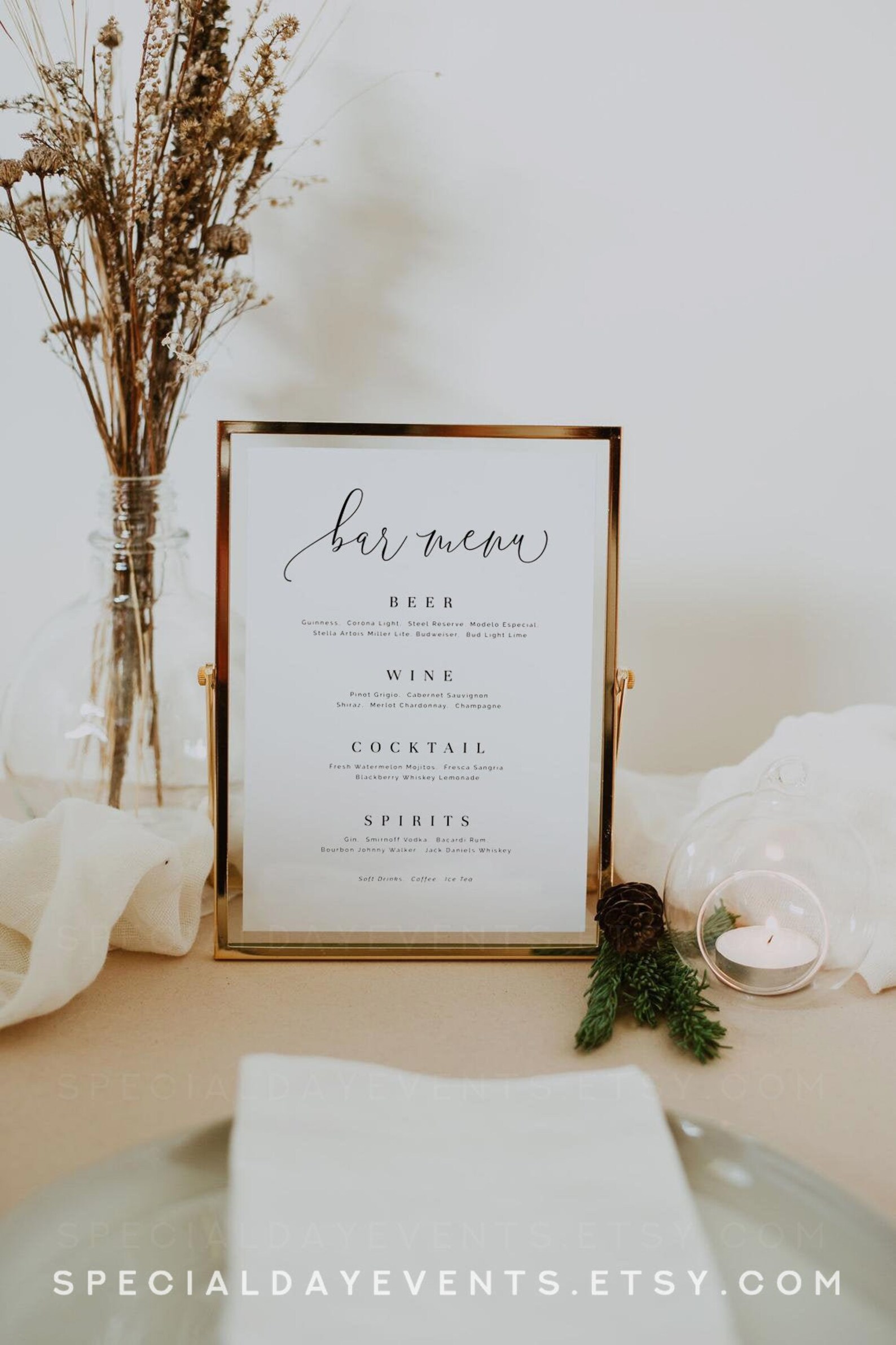 Bar Menu Bar Menu Template Bar Menu Wedding Bar Menu - Etsy