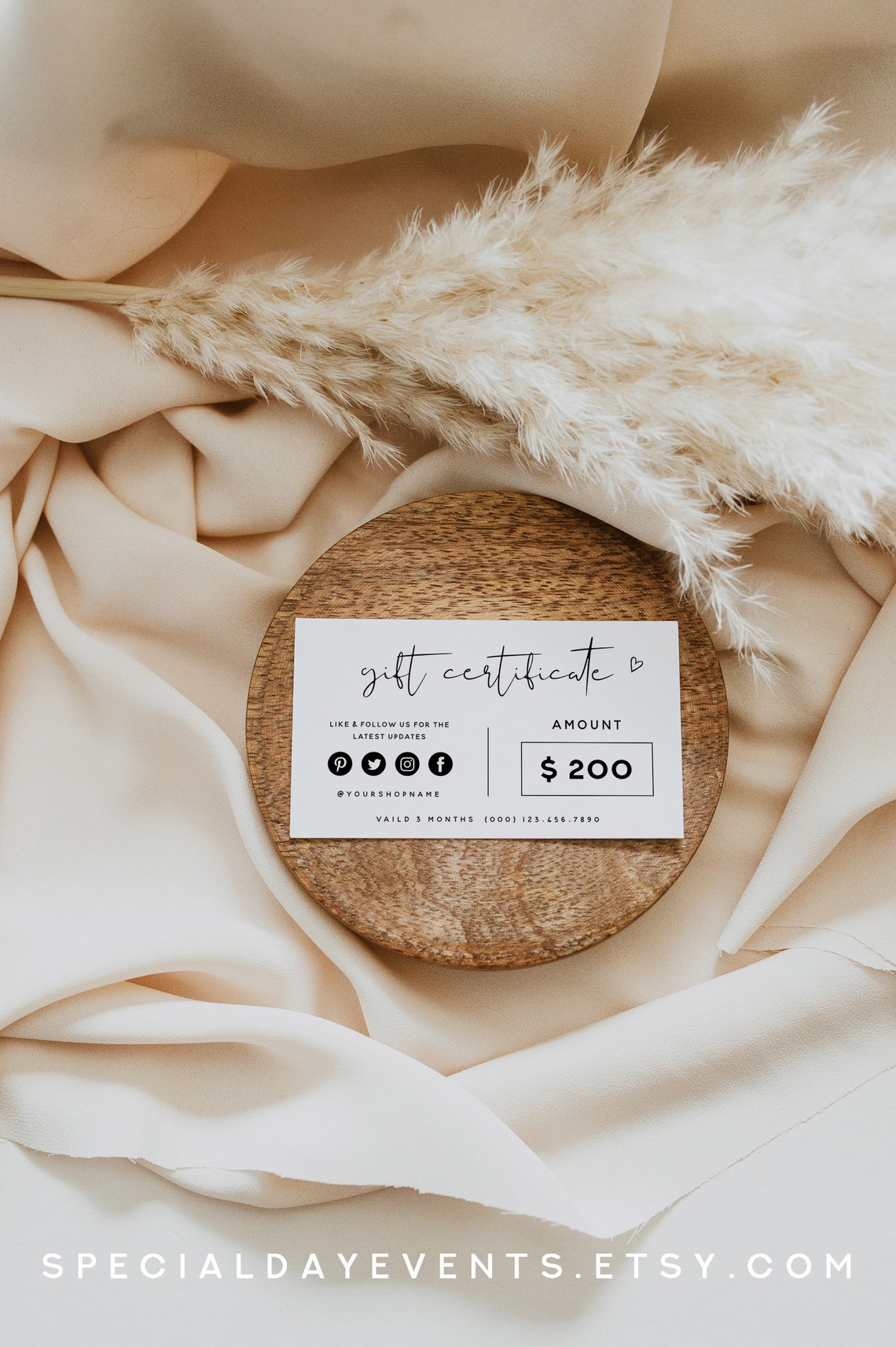 Minimalist Gift Certificate Template Gift Certificate | Etsy