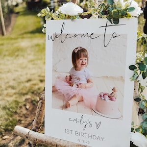 First Birthday Sign, Photo Birthday Sign, Birthday Sign Printable ...