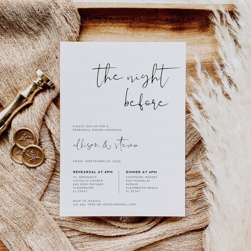 The Night Before Invitation Rehearsal Dinner Invitation - Etsy