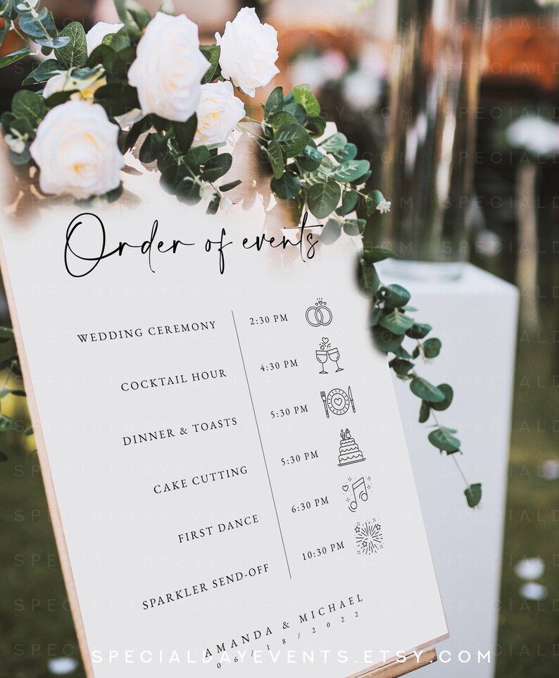Minimalist Order of Events Sign Order of Events Wedding Sign - Etsy