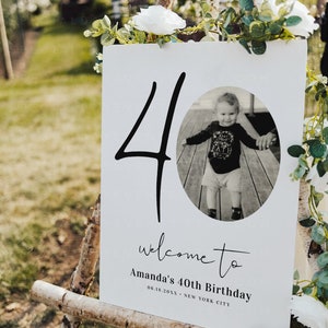 40th Birthday Sign Photo, Birthday Party Sign, Birthday Sign Template ...