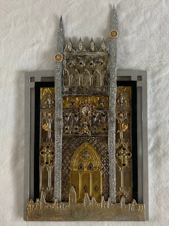 Gothic Church Polymer Clay Mixed Media Mosaic | Etsy