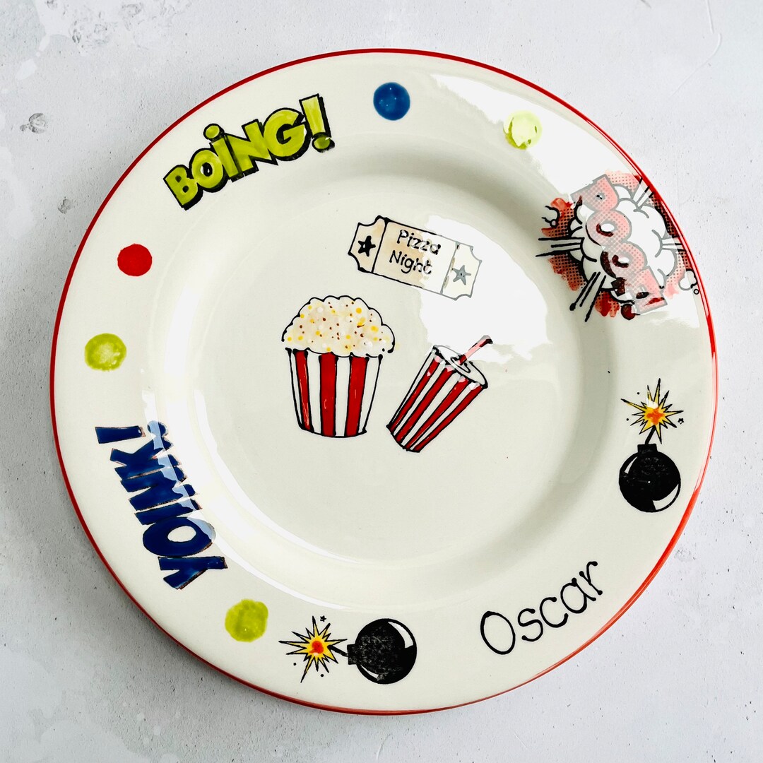 Personalised Pizza and Popcorn Plate - Etsy