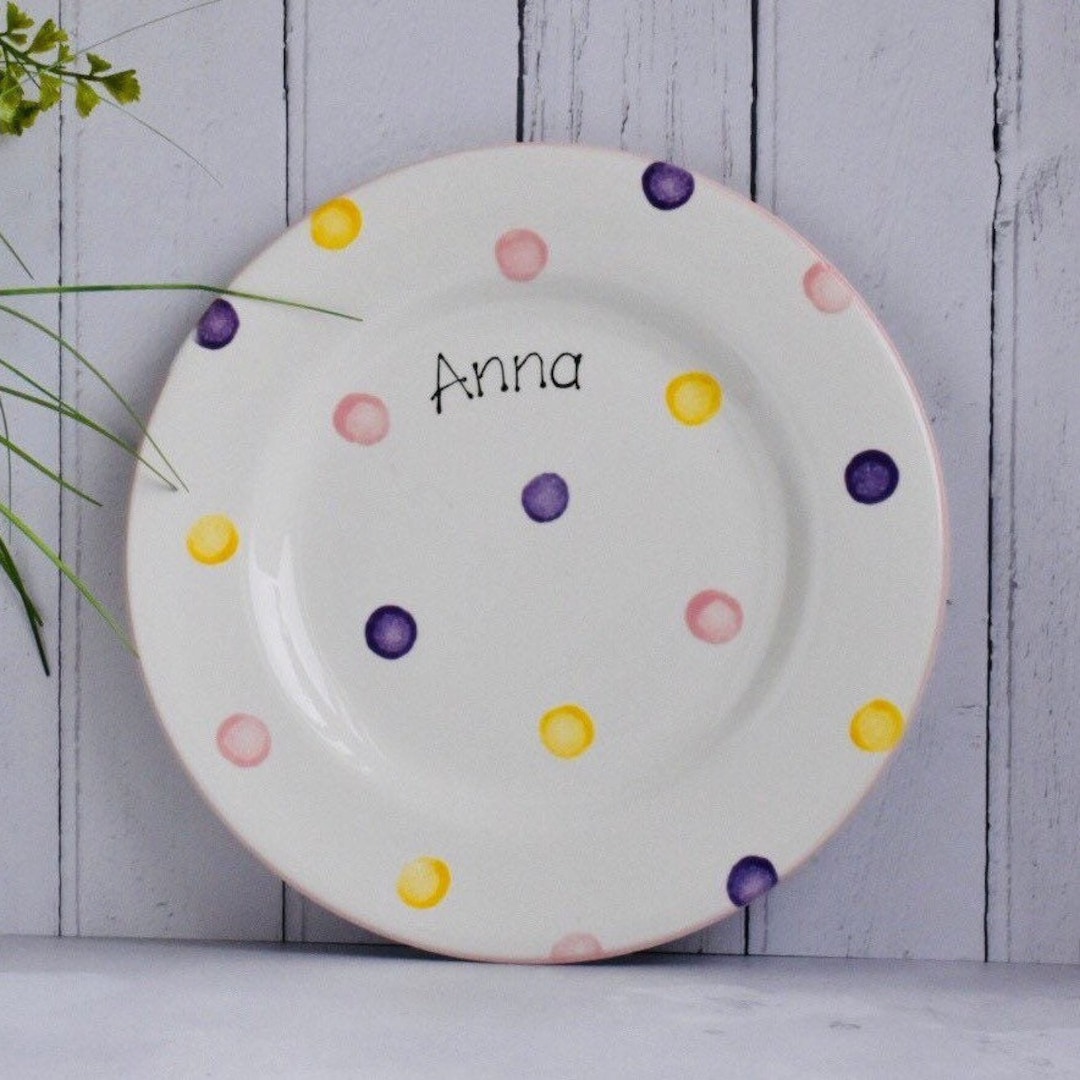 Personalised Spotty Dotty Dinner Plate - Etsy UK
