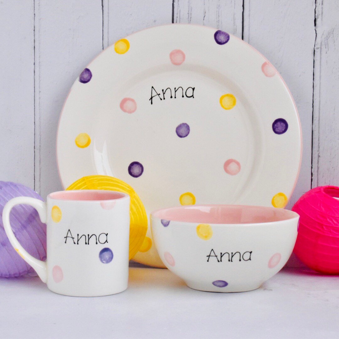 Personalised Spotty Dotty Dinner Set - Etsy