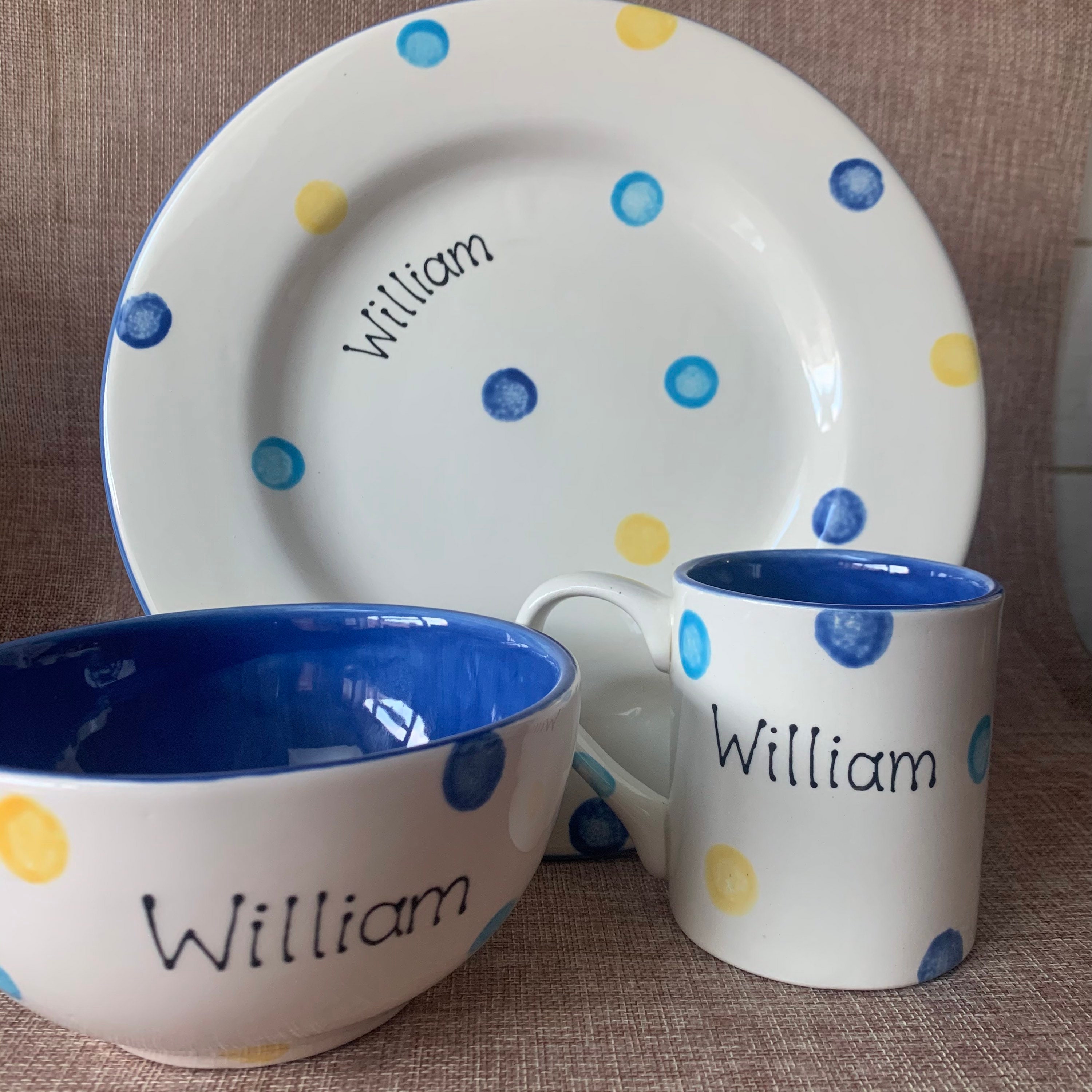 Personalised Spotty Dotty Dinner Set | Etsy