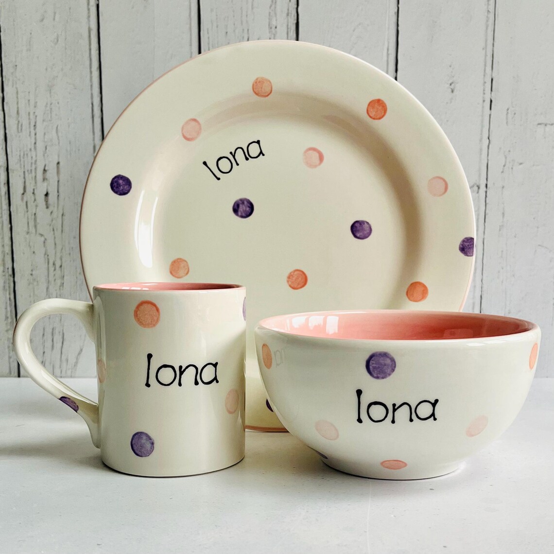 Personalised Spotty Dotty Dinner Set - Etsy
