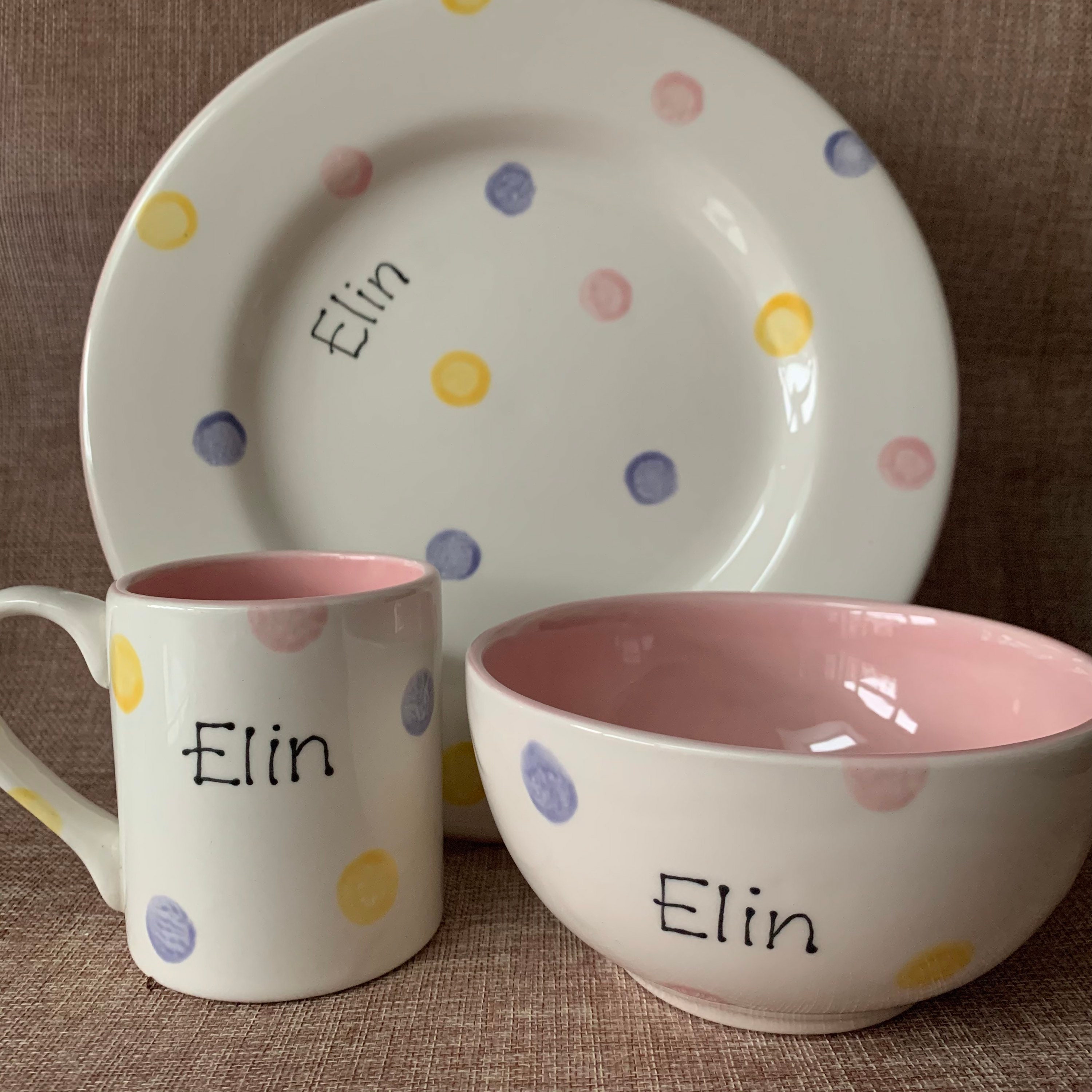 Personalised Spotty Dotty Dinner Set - Etsy