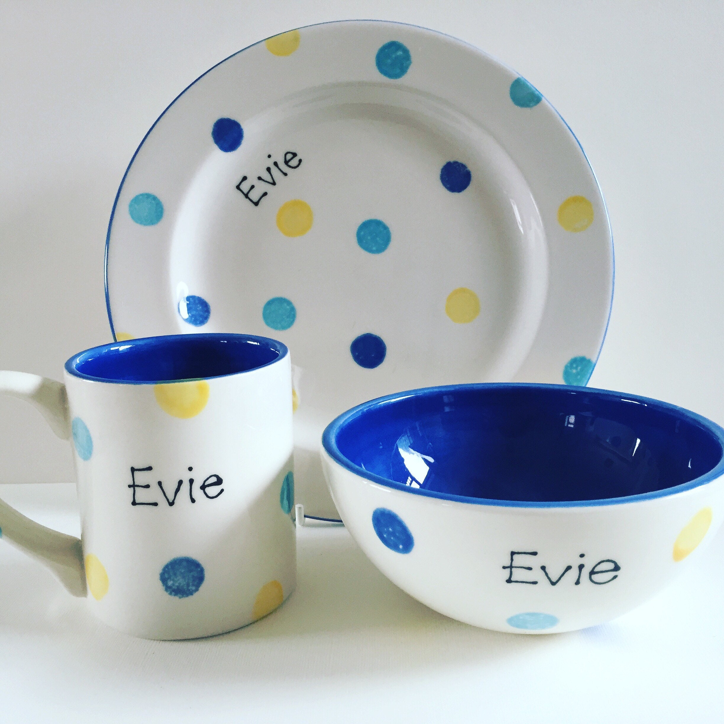 Personalised Spotty Dotty Dinner Set - Etsy