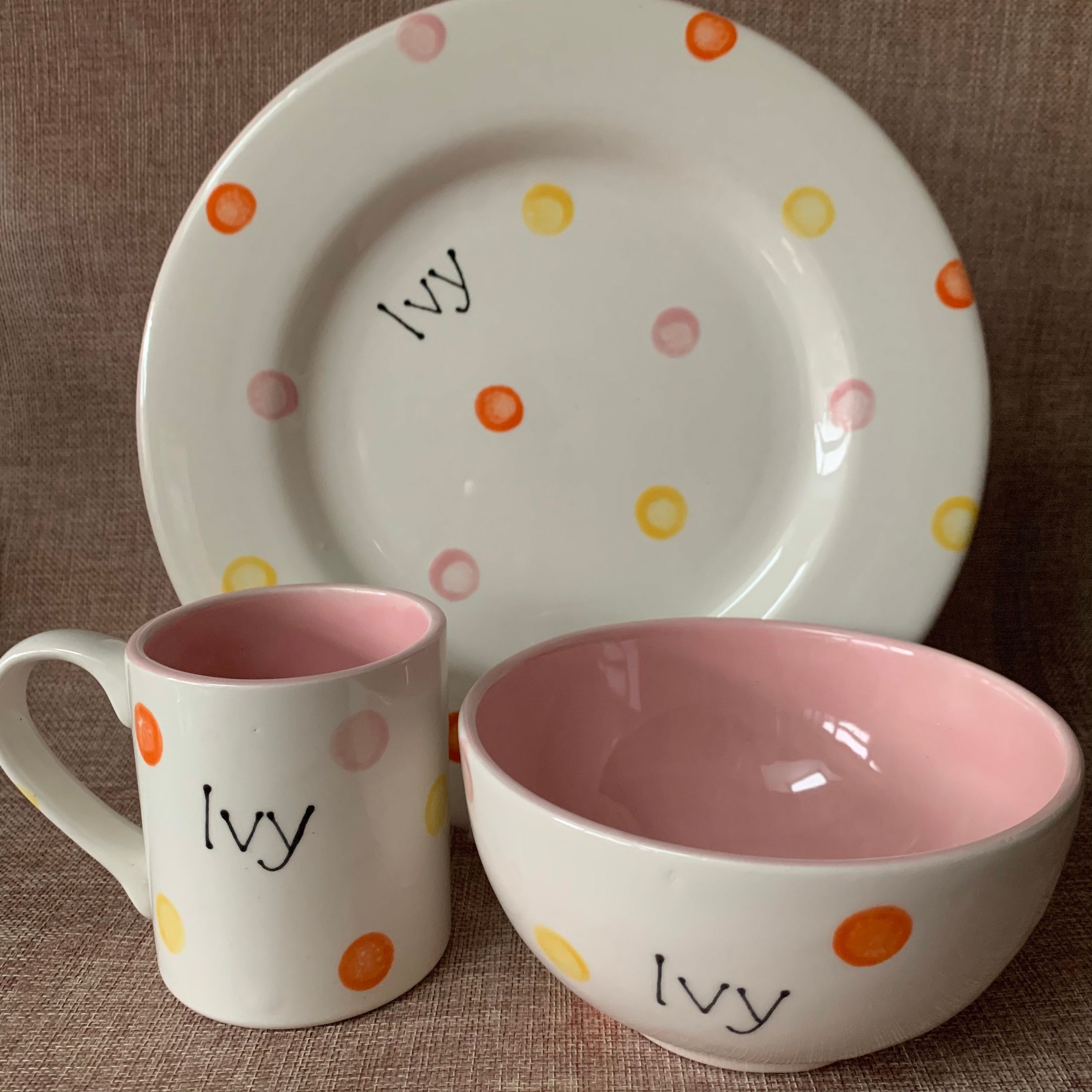 Personalised Spotty Dotty Dinner Set | Etsy