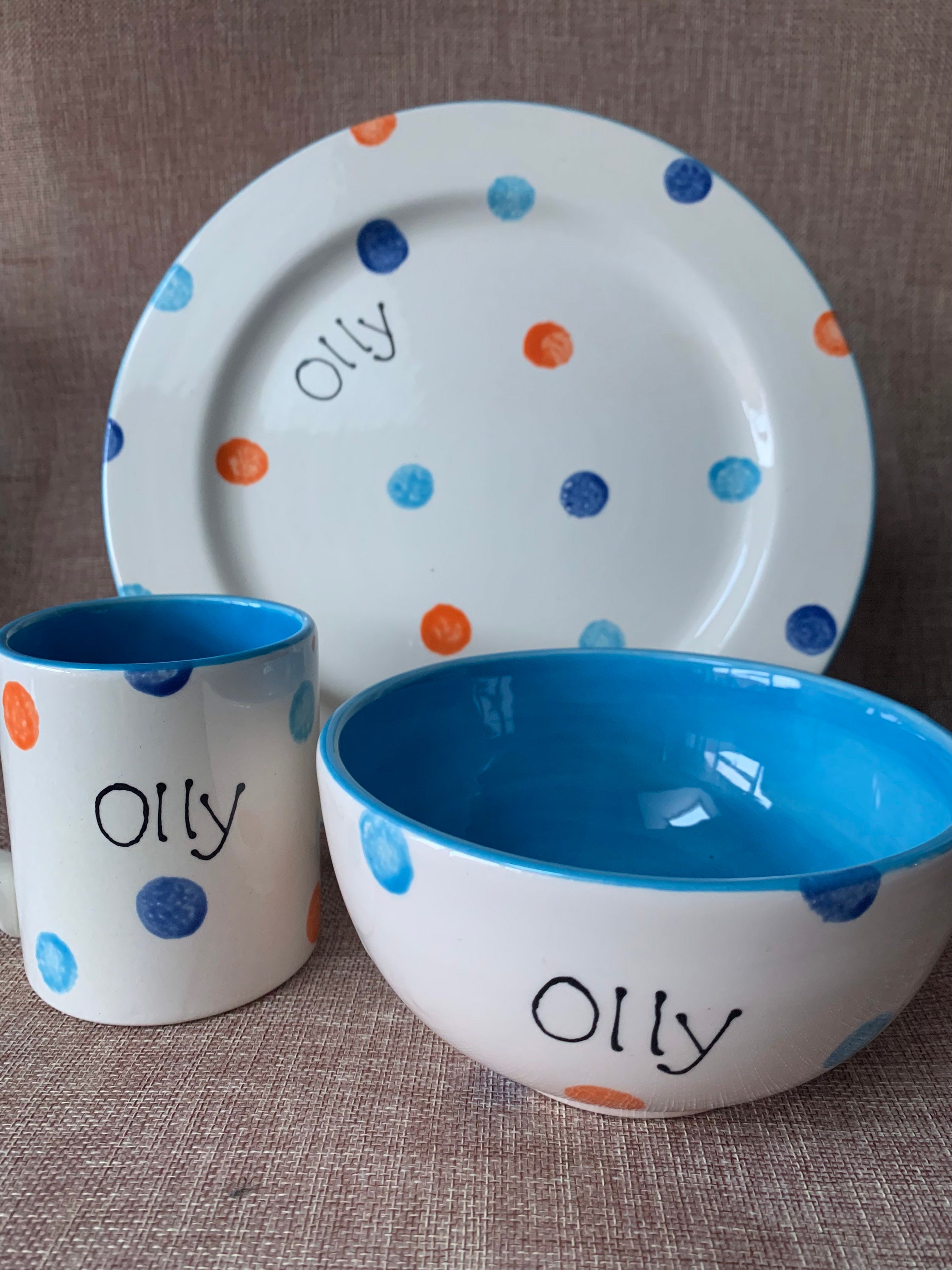 Personalised Spotty Dotty Dinner Set | Etsy