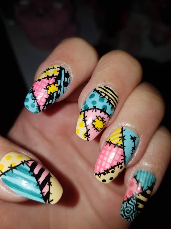 Nightmare Before Christmas Sally Nail Designs