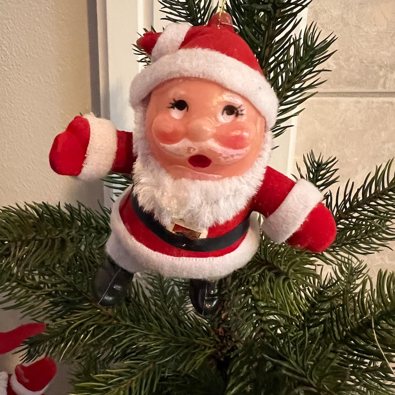 Flocked Santa - Etsy