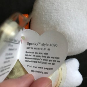 Vintage Halloween TY Beanie Baby Spooky the Ghost Rare With Errors ...