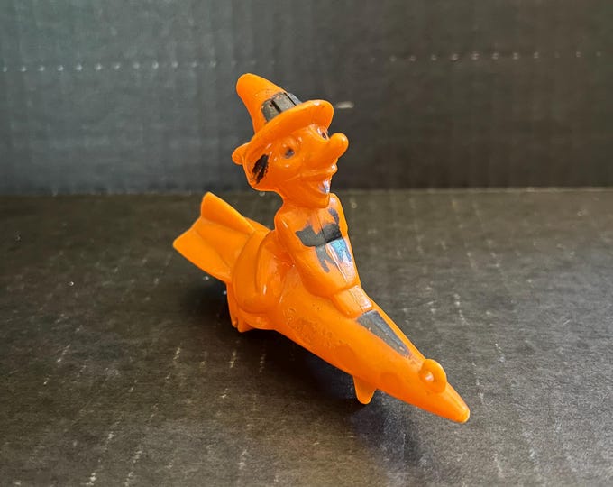 Vintage Halloween ROSBRO Witch on Rocket Candy Container 1950’s - Etsy