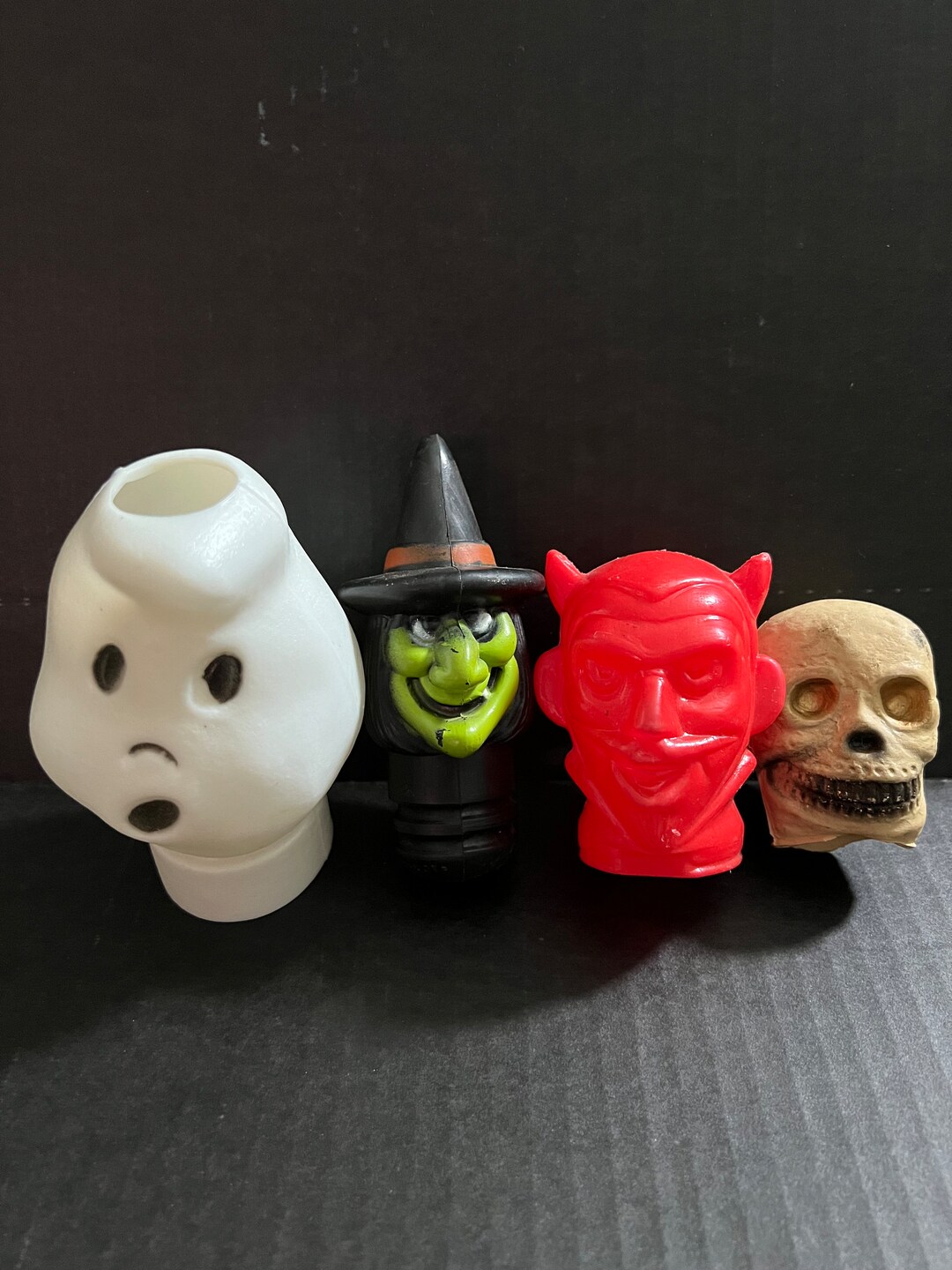 Vintage Halloween Blow Mold Candy Container Flashlight Toppers, Devil ...