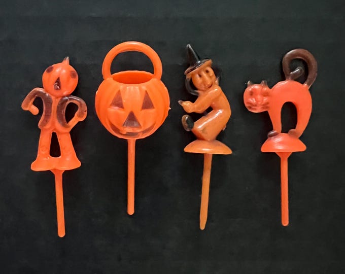 Vintage Halloween E. Rosen Small Candy Cupcake Topper 4 Piece Set ...