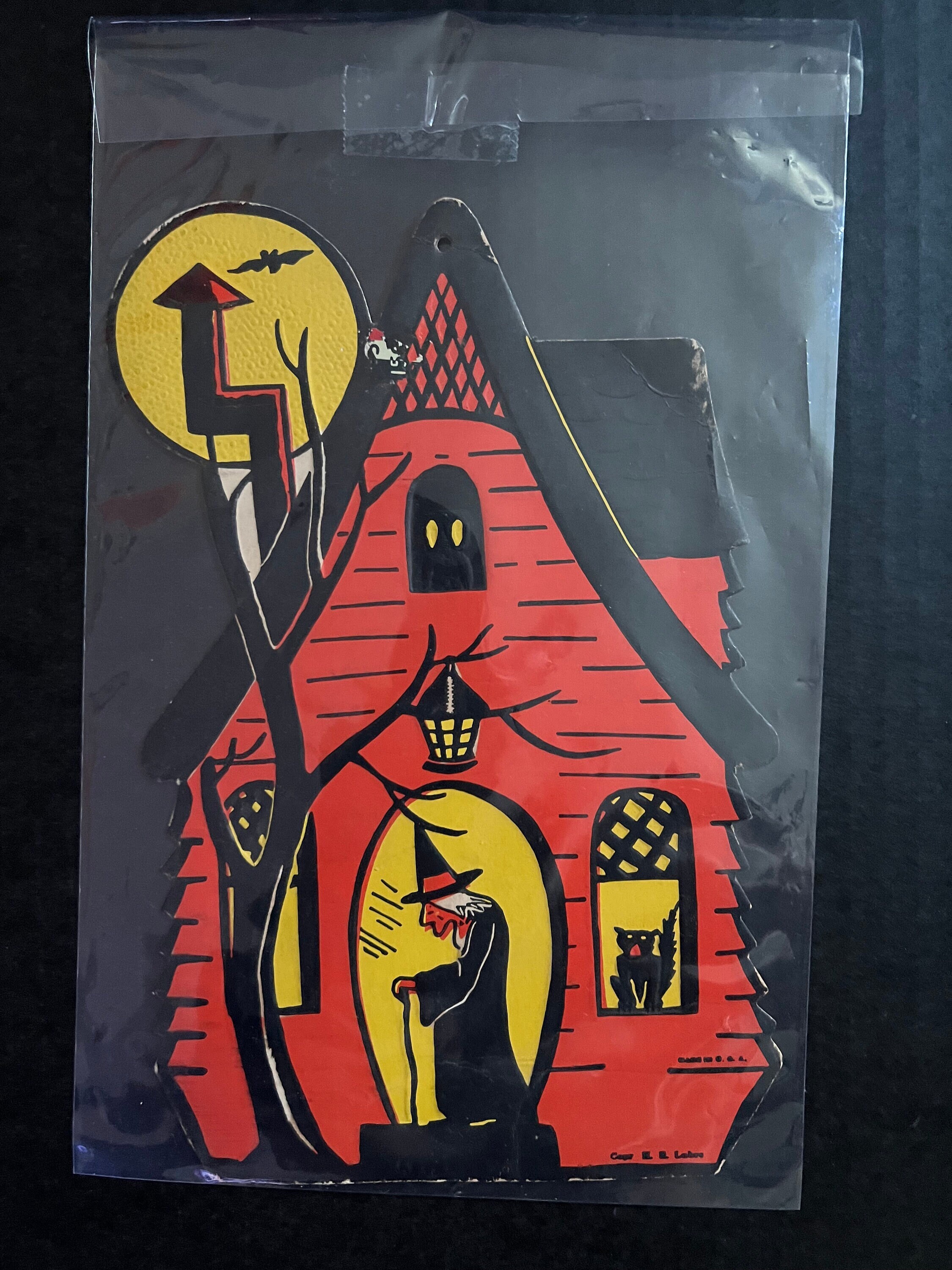 Vintage Halloween H.E. Luhrs Beistle Moon WITCH HOUSE Embossed - Etsy
