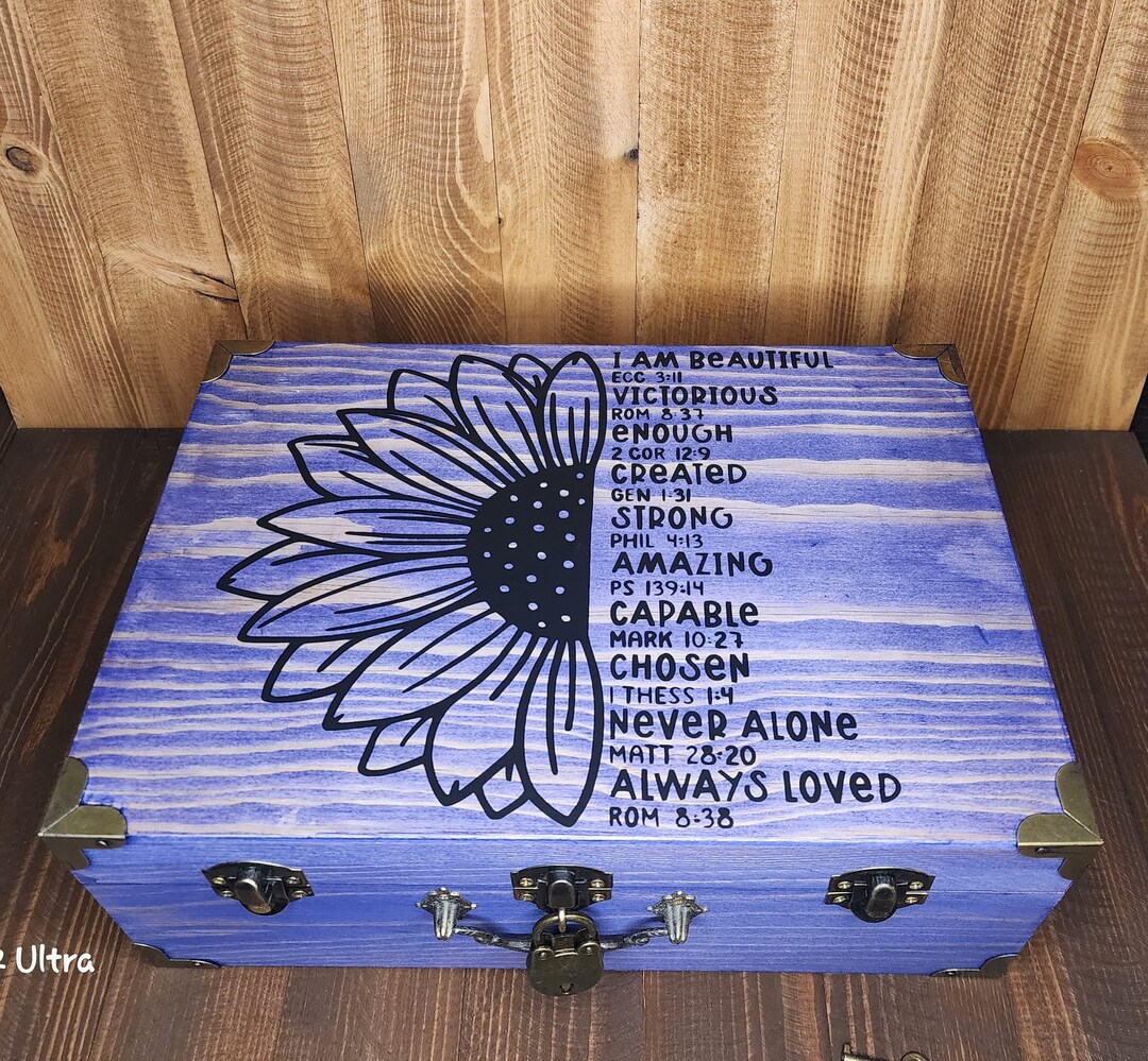 Inspirational Bible Verse Sunflower Box W/latch, Lock & Key - Etsy