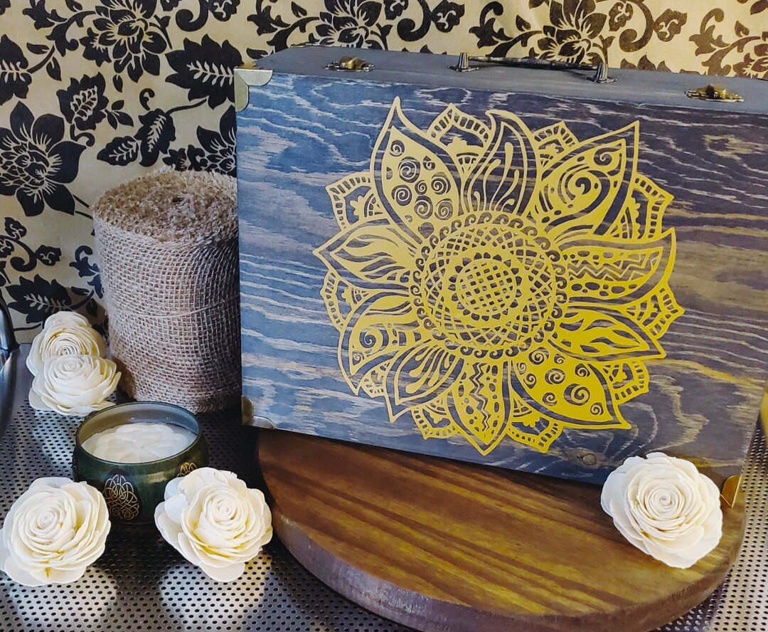 Golden Sunflower Mandala Memory Box / Keepsake / Urn / Personalized ...