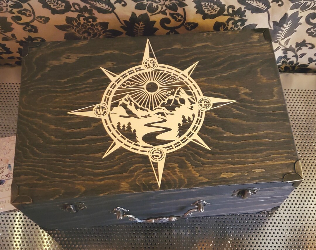 Nautical Compass & Mountain Scenery Memory Box/ Keepsake - Etsy